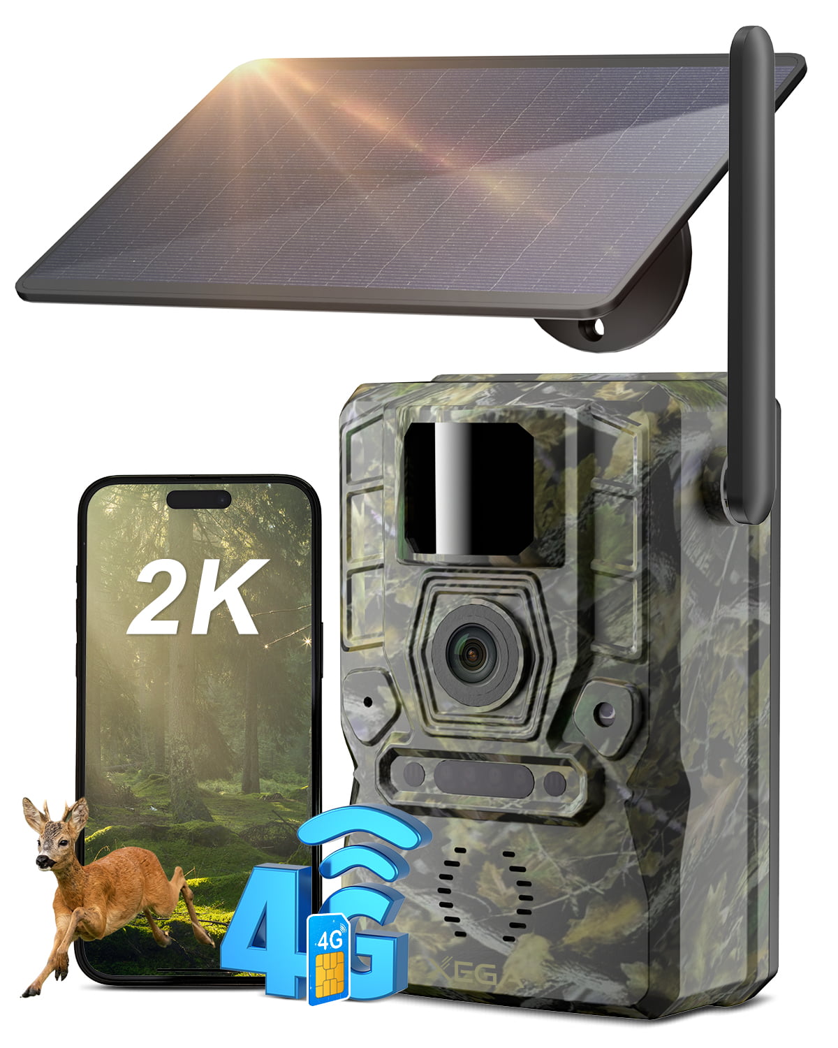 XEGA 4G LTE Cellular Security Camera Solar Powered Outdoor Camera with ...